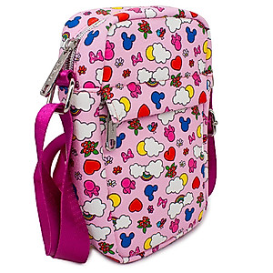 Buckle Down Disney Bag, Cross Body, Icons with Rainbow and Flowers, Pink, Vegan Leather, Mickey Mouse, Minnie Mouse