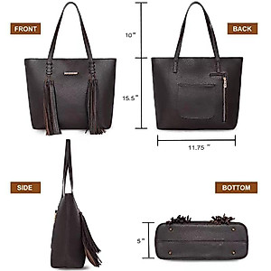 Montana West Tote Bag for Women Vegan Leather Large Concealed Carry Purse for Work Fashion Shoulder Handbag with Fringe,MWC-G029CF