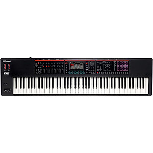 Roland Fantom-08 Synthesizer Keyboard - Bundle with Double Braced X-Style Keyboard Stand, Sustain Pedal, Instructional DVD, Online Piano Lessons, and Austin Bazaar Polishing Cloth