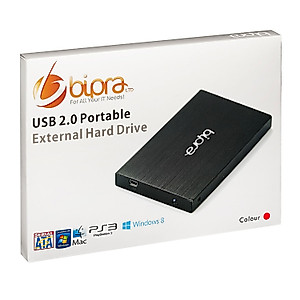 BIPRA 40Gb 40 Gb 2.5 Inch External Hard Drive Portable USB 2.0 - Red - Fat32 (40Gb)