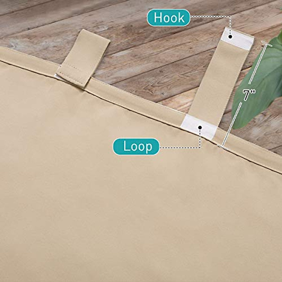 NICETOWN Outdoor Patio Curtain Waterproof Room Darkening Drape, Detachable Sticky Tab Top Thermal Insulated Privacy Protect Outdoor Divider for Porch/Doorway, Biscotti Beige, W52 x L84, 1 Panel