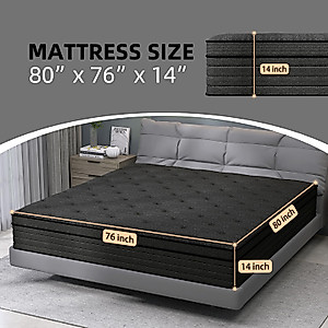 sdoodo King Mattress,14 Inch King Size Mattress in a Box with Independent Pocket Spring,Memory Foam Hybrid Mattress,Pressure Reliving,Medium Firm,CertiPUR-US Certified