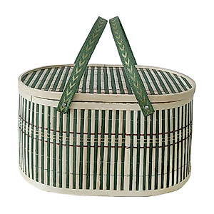 Handcrafted Bamboo Storage Basket with Cover for Organizing and Gifting, Solid Lid