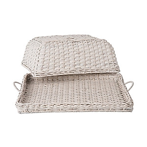 KOUBOO Rattan Breakfast Serving Tray, One Size, White