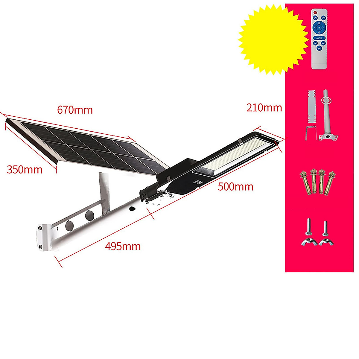 Super Bright Solar Light Dusk to Dawn Solar Street Light Country Home Outdoor Garden Light Outdoor Waterproof Wall Light with Remote Control-800w