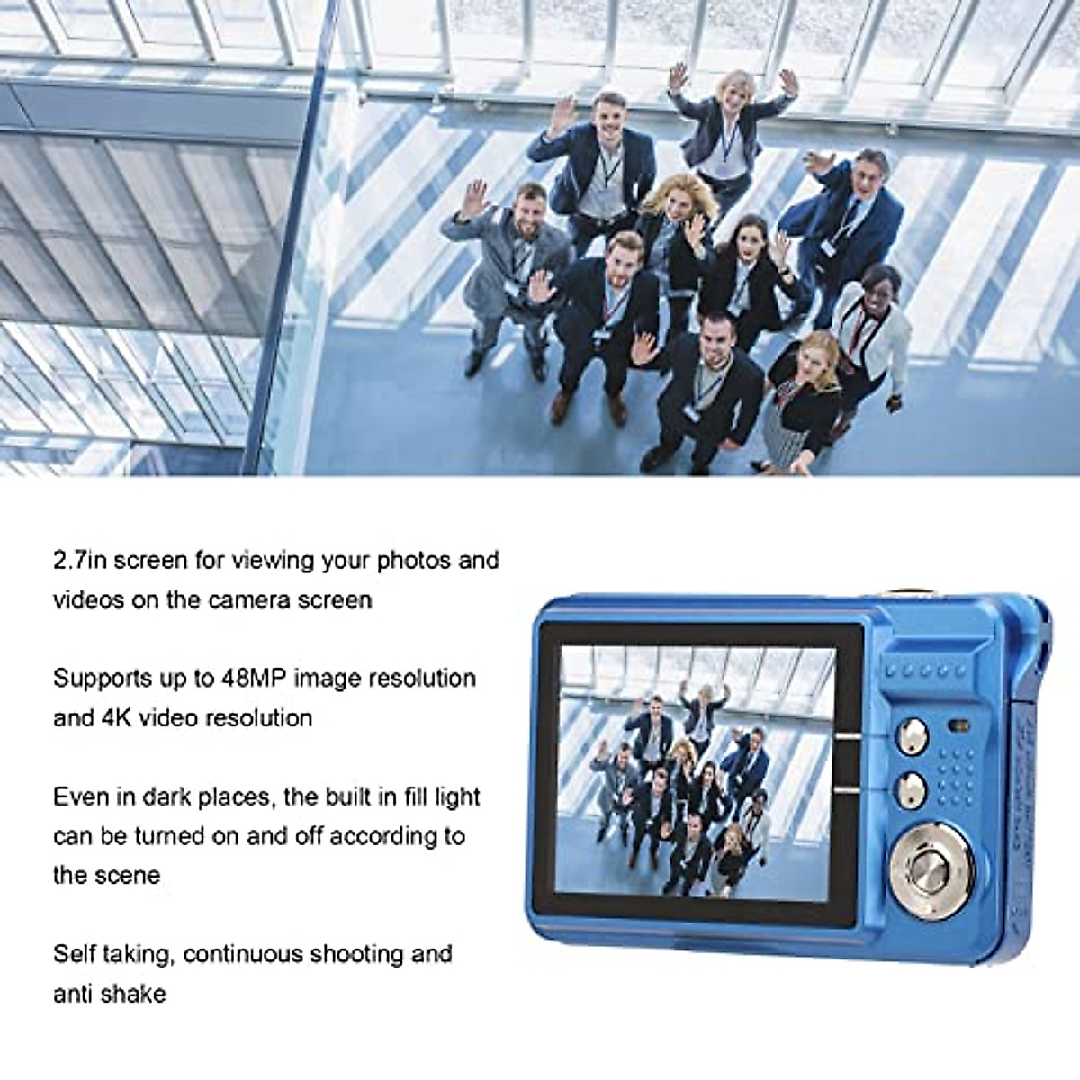 Vlogging Camera, 4K Digital Camera Portable (Blue)