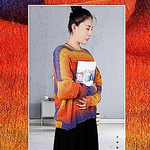 Mohair Yarn for Knitting & Crocheting, 3 Skeins Gradient Multi Color Wool Yarn Soft Fuzzy Mohair Knitting Yarn for Crochet Baby Clothes Hats Sweater Scarf, 30g/Skein