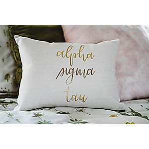 Sorority Shop Alpha Sigma Tau Pillow – Gold Script Design, 12" x 16" Lumbar Pillow Sorority