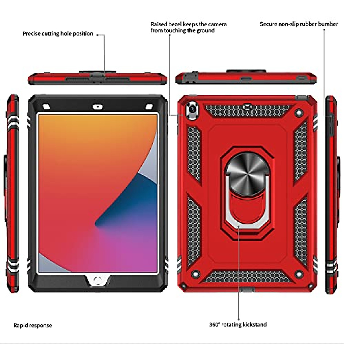 LeYi for iPad 9th Generation Case for Boys Kids, iPad 8th/ 7th Generation Case with Magnetic Stand, iPad 10.2 Case Military-Grade Shockproof Kickstand Protective Cover for Apple iPad 10.2 Inch, Red