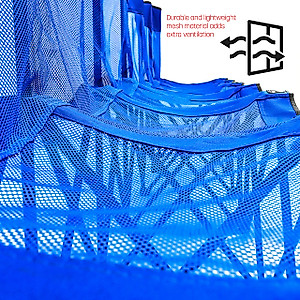 Trademark Innovations Portable Mesh 6-Seater Folding Bench, Blue