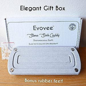 Evovee Stone Sink Caddy Fast Drying Stone Instant Dry Sink Organizer Bathroom Diatomaceous Earth Drying Stone For Kitchen Counter Sink Tray for Soap Bottles