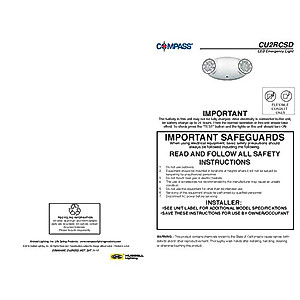HUBBELL CU2B CU2 Series Commercial Battery Backup, LED Emergency Lighting Fixture with Twin Adjustable Heads, 90-Minute Runtime, UL924 Listed for Damp Locations, 120-277V, Black