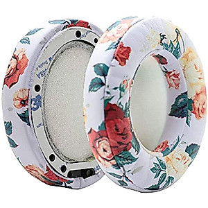 Studio 3 Ear Pads Replacement Ear Pads Protein PU Leather Ear Cushion Compatible with Beats by Dr.Dre Studio 2Studio 3 B0500 B0501 Wired Wireless Over-Ear Headphones (Not fit Solo2/3)(White Floral)