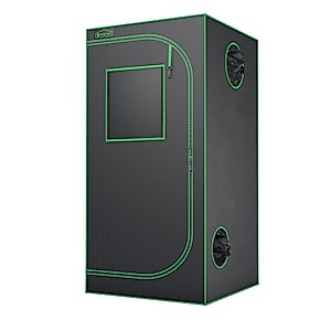 Green Hut Grow Tent 32"x32"x63", High Reflective Mylar Dark Room with Observation Window, Removable Floor Tray and Tool Bag for Indoor Plant Growing 3'X3'