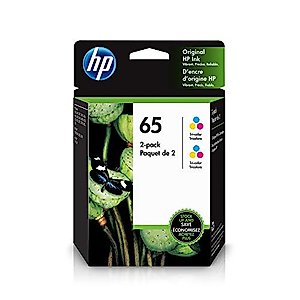 HP 65 | 2 Ink Cartridges | Tri-color | Works with HP DeskJet 2600 Series, 3700 Series, HP ENVY 5000 Series, HP AMP 100, 120, 125, 130 | 6ZA56AN