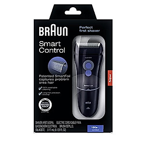 Braun Series 1 130s Men's Electric Foil Shaver Corded Electric Razor, Smart Control, Black