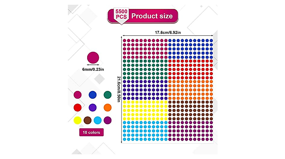 5500 Color Coded Sticky Label Stickers for Organizing