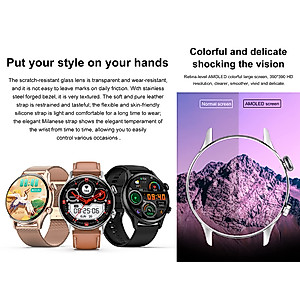 HANDA HK8 Pro Smart Watch for Men Women, Fitness Tracker Smartwatch with Always-on AMOLED Screen Heart Rate Sleep Monitor Pedometer Bluetooth Call IP68 Waterproof Activity Tracker (Silver), 1.36 inch