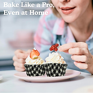 Regency Wraps Greaseproof Professional Grade Standard Baking Cups, Pack of 40, Black Gingham