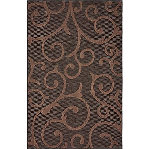 Unique Loom Outdoor Botanical Collection Area Rug - Vine (5' 1" x 8' Rectangle, Chocolate Brown/ Black)