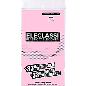 Pink 6 Pack Premium Disposable Plastic Tablecloth 54 x 108 In - Plastic Table Cloths for Parties Disposable Tablecloth for Rectangle Tables Up To 8 Ft - Rectangle Tablecloth - Pink Tablecloth