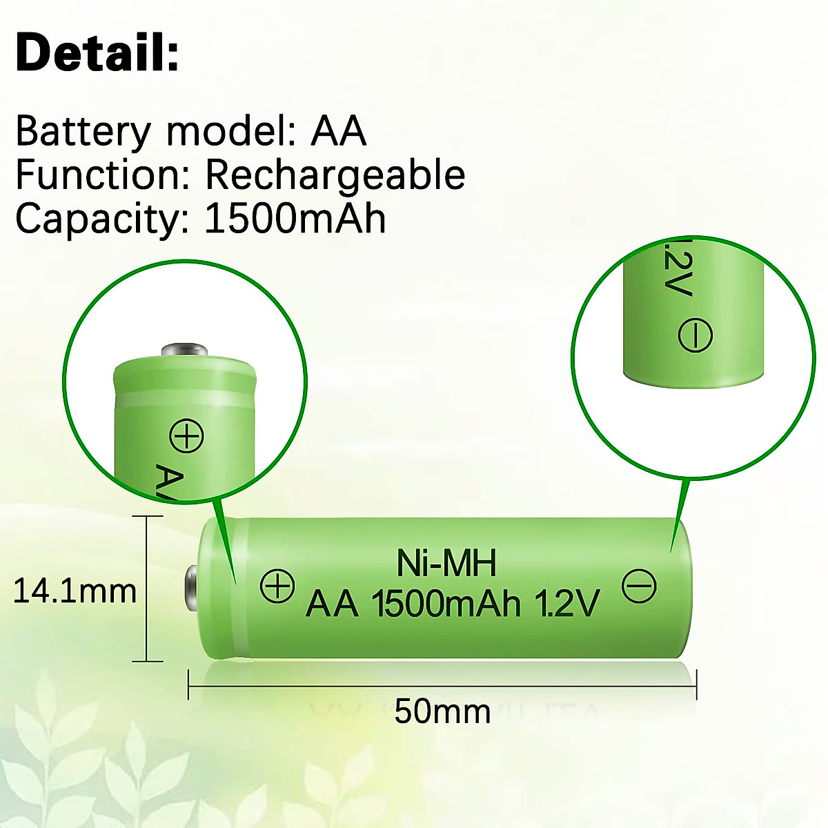 GENYESTAR AA Rechargeable Batteries NIMH 1.2V Double A 1500mAh High Capacity Solar Battery Low Self Discharge, Pack of 8