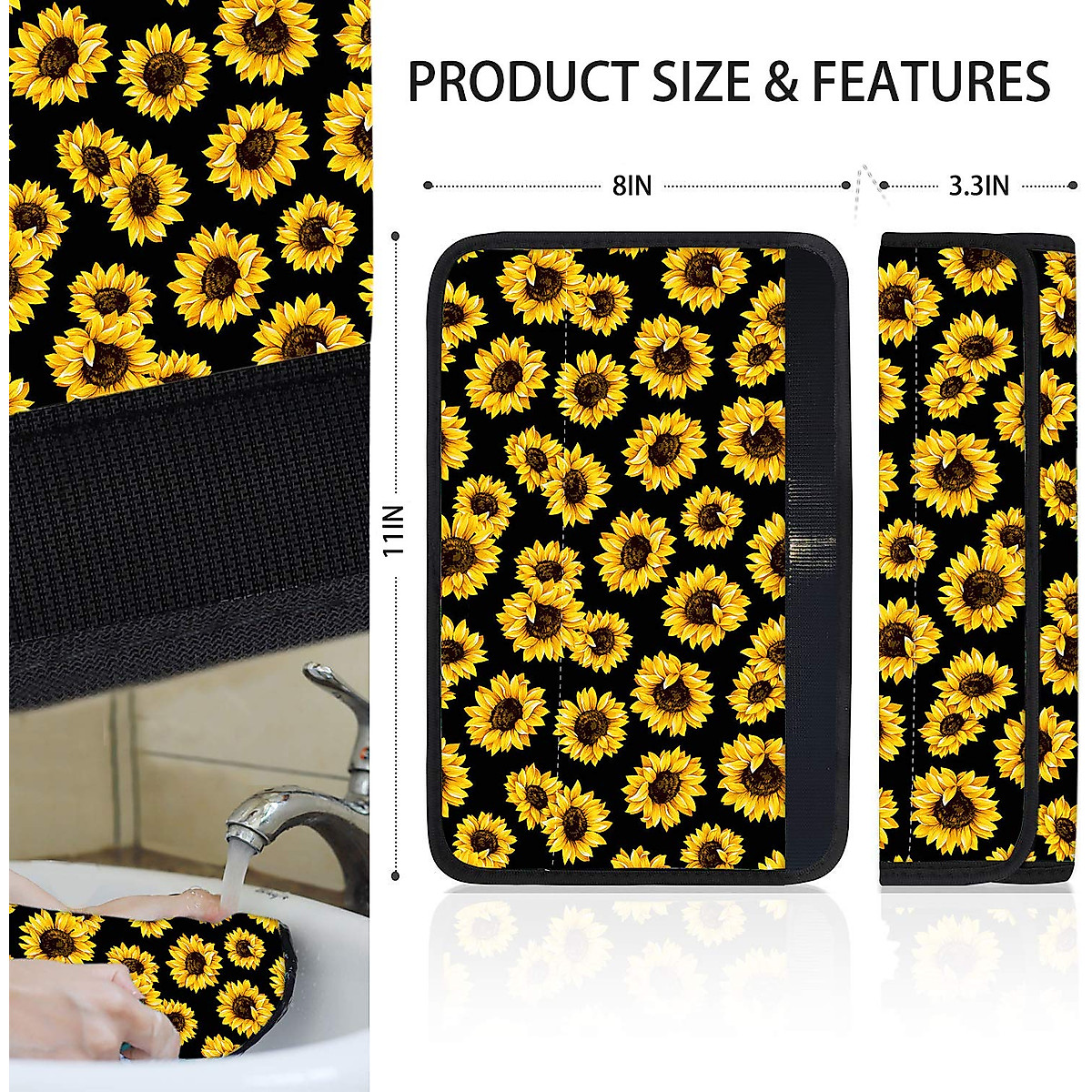 Advocator Blue Butterfly Flower Printed Car Seat Belt Covers for Kids and Women Soft Comfort Seat Belt Cover Protector Neck and Shoulder,2 Packs