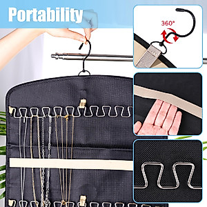 HAKACC Jewelry Organizers and Storage with Hanger Metal Hooks Double-Sided Necklace Hold Organizer, Over the Door Jewelry Storage