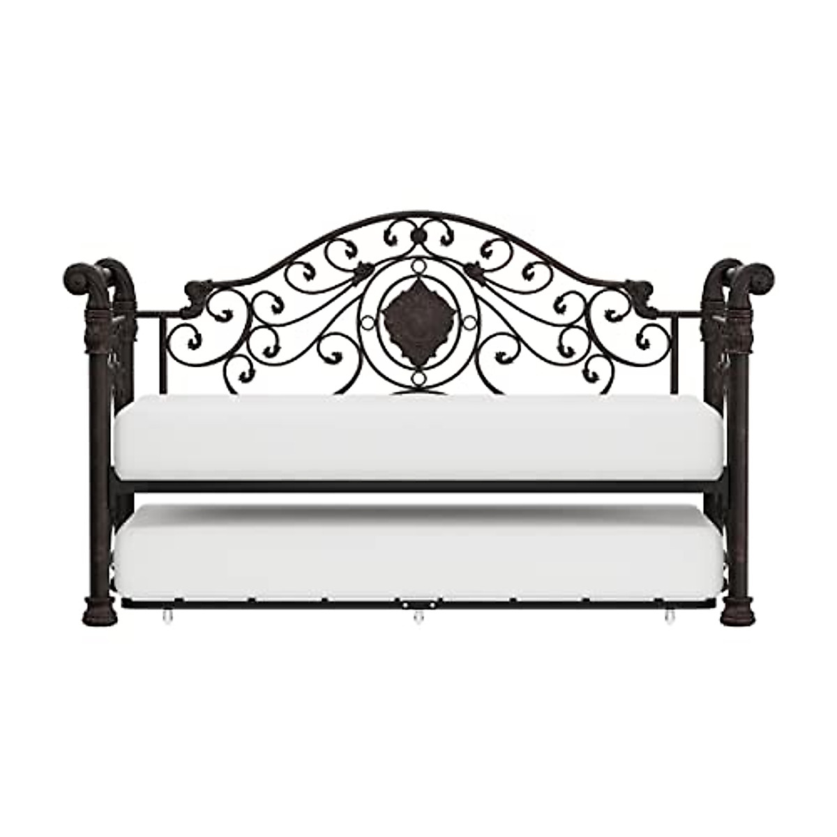 Hillsdale Mercer Metal Sleigh Daybed with Suspension Deck and Trundle in Brown