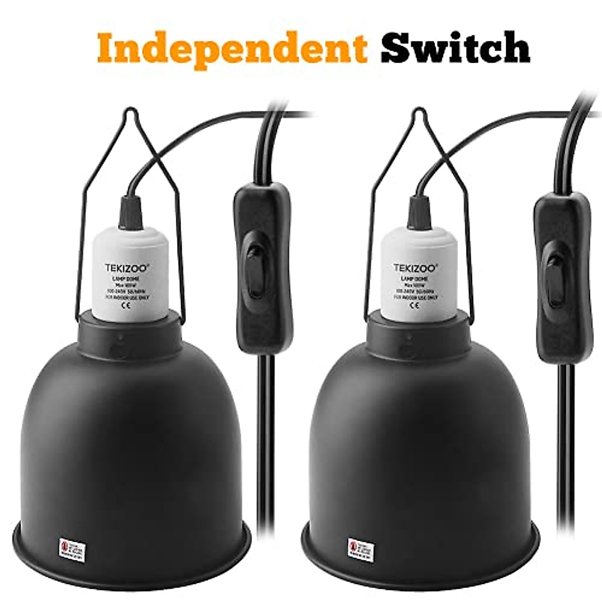 TEKIZOO Reptile Light Fixture 5.5 Inch Deep Dome Aluminum Optical Reflector Cover for Tortoise Habitat and Reptile Tank Glass Terrariums(2 Pack)