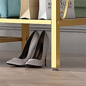 TIEOU Gold Clothing Rack with Shelves, Standing Garment Rack, Clothes Rack for Hanging Clothes, Modern Rack Clothes, Gold Clothes rack,Wardrobe Closet, Industrial Clothing Rack, Gold