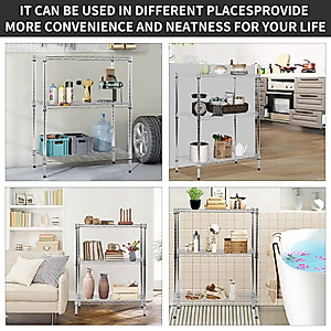 Dlewmsyic Small Storage Shelves, 3-Tier Metal Shelf Height Adjustable 23Lx13.2Wx30.2H 450lbs for Kitchen Pantry Office Rack, Chrome Wire Shelving Unit