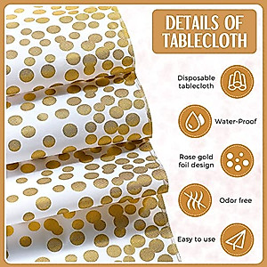 8 Pack Disposable Plastic Tablecloths and Satin Table Runner, 54 x 108 Inch Tablecloth, 12 x 108 Inch Table Runners for Wedding Graduation Birthday Baby Shower New Year Party (Gold)