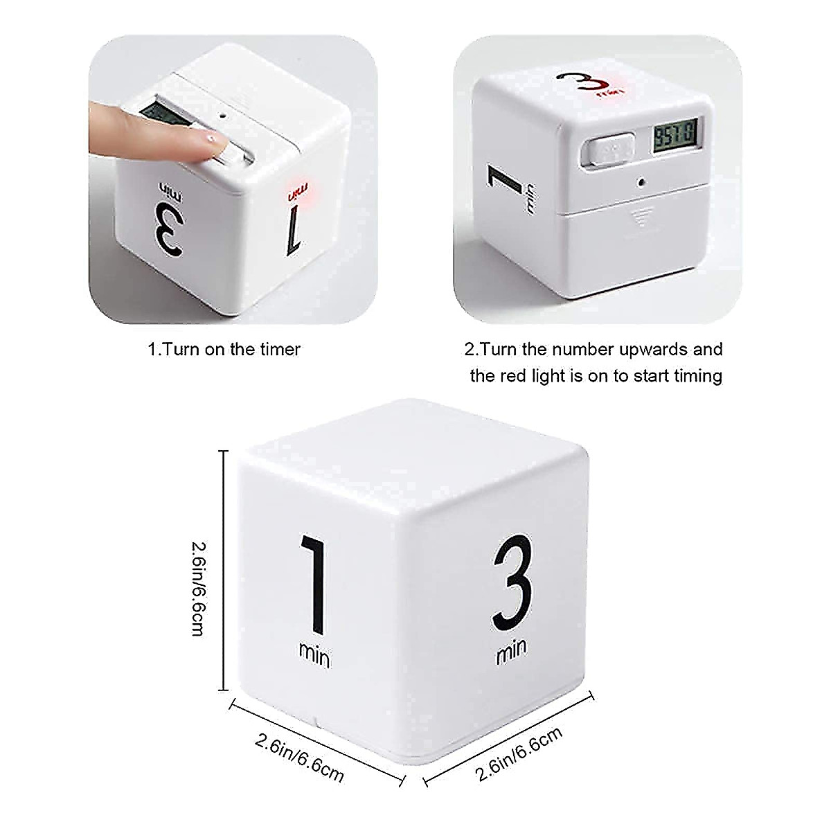 Feilifan Cube Timer, Kitchen Timer Kids Timer for ADHD Productivity Workout Flip Timer Classroom for StudyTime Countdown Management Settings 15 20 30 60 Minutes