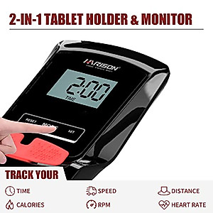 HARISON Exercise bike Stationary with 2 in 1 Table Holder, Magnetic Upright Bike Indoor Cycling Bike for Home 350 lbs Capacity (Noraml Seat)