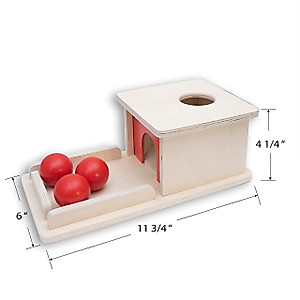 Montessori Object Permanence Box Wooden Toy Tray and Ball Drop w/ Three (3) Balls Baby First Learning Toys Imbucare Box