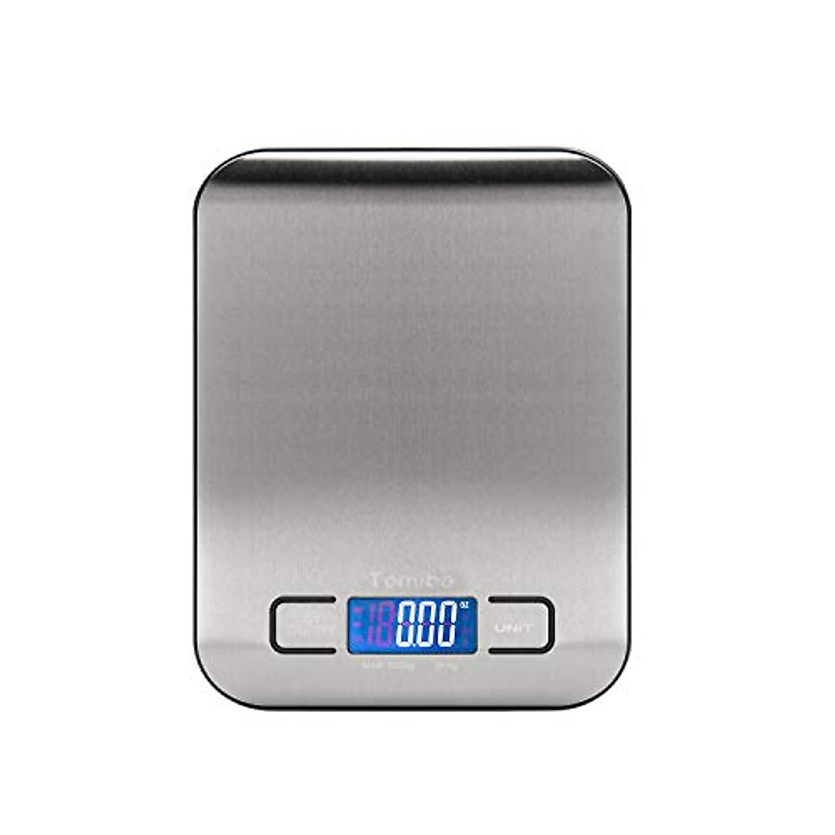 Tomiba Digital Kitchen Food Scale 11 lb Grams and Ounces Small Stainless Steel Backlit Silver Batteries Included