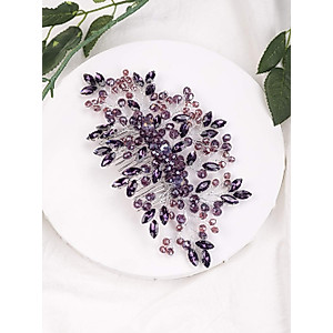 Aimimier Bridal Purple Crystal Hair Comb Amethyst Hair Piece Wedding Hair Accessories for Women and Girls (Purple)