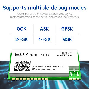 868MHz 915MHz Wireless Module CC1101 MSP430FR2433 E07-900T10S Low Power 10dbm 1.5km UART RSSI IPEX Stamp Hole Secondary Development Air Speed 0.6kbps-500kbps