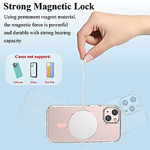 LDSXAY Universal MagSafe Ring, 2 PCS Magnet Sticker Magnetic Adapter Ring Compatible with Magsafe Accessories & Wireless Charging for iPhone 14/13/12/11 Pro Max Mini, Galaxy S22/S21 (White Pink)