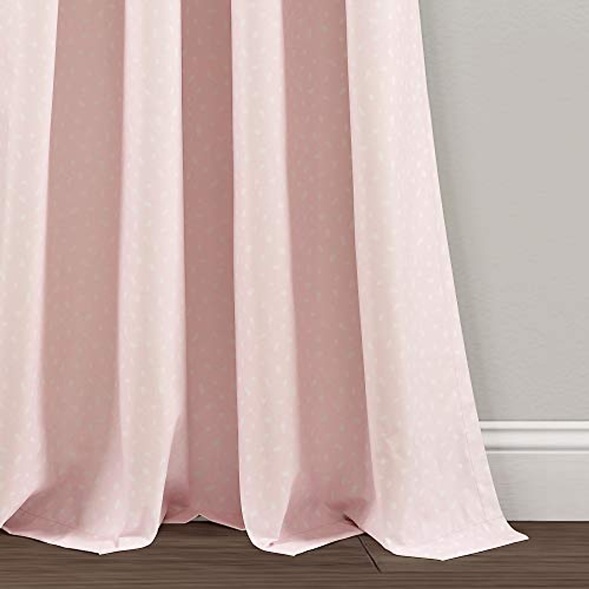 Lush Decor Pixie Fox Geo Blackout Window Curtain Panel, Single Panel, 52" W x 84" L, Pink - 100% Blackout Curtains - White & Pink Curtains for Kids & Baby - Geometric Dots - Bedroom & Nursery Decor