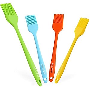 Zulay (Set of 4) Pastry Brush - Heat Resistant Silicone Basting Brush With Soft Flexible Bristles - Assorted Basting Brush Ideal For BBQ, Marinating, or Spreading Butter & Oil