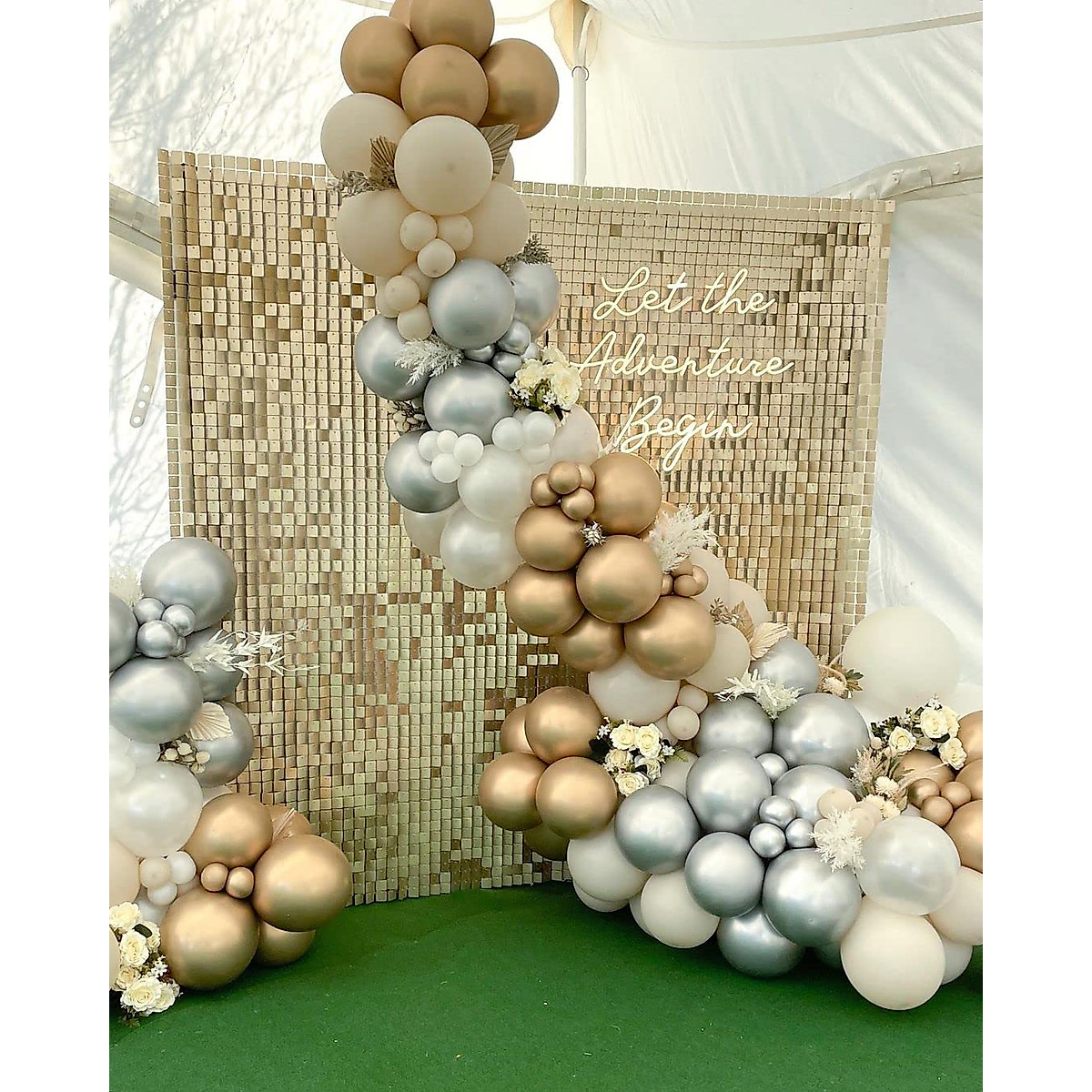 Sand White Balloon Garland Arch Kit,158PCS Blush White Nude Balloons Metallic Chrome Gold Silver Balloons for Boho Wedding Bridal Baby Shower Engagement Anniversary Birthday Party Decorations