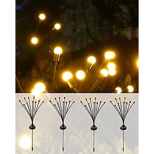 Solar Powered Firefly Lights, 10 LED Light Bulbs, Outdoor Waterproof Starburst Swaying Solar Garden Lights, Solar Decorative Lights for Pathway Yard Patio Landscape (1 Pack)