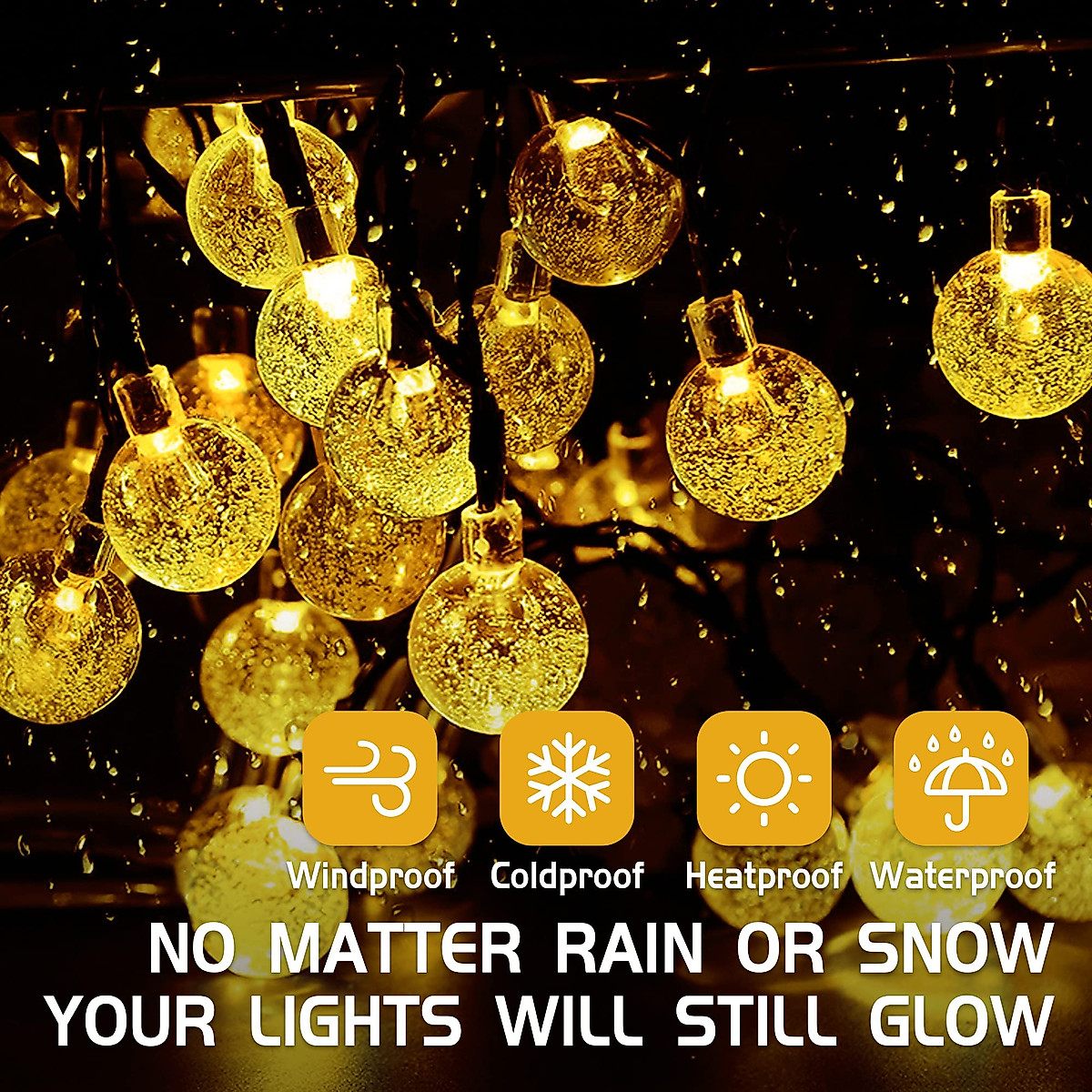 Kitmose Solar String Lights Outdoor Patio Lights,8 Modes 22 FT Christmas Fairy Lights Hanging Lights 50 LED for Balcony Backyard Porch,Solar Powered Auto On/Off (Warm White)