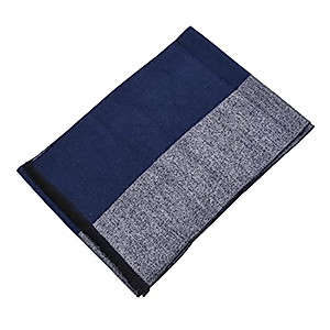 Runtlly Men's Winter Cashmere Scarf Stripes Warm Soft Scarves with Tassel Luxurious Winter Scarf M189510 NavyGrey