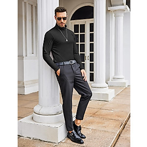 COOFANDY Men's Casual Slim Fit Turtleneck T Shirts Lightweight Basic Cotton Pullovers