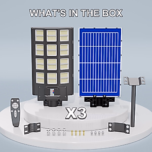 Vzyhik 3-Pack Solar Parking Lot Light - 4800W Solar Street Light 360000LM Dusk to Dawn Street Lights Solar Powered, IP67 Waterproof Solar Wide Angle Lamp with Motion Sensor for Yard, Road