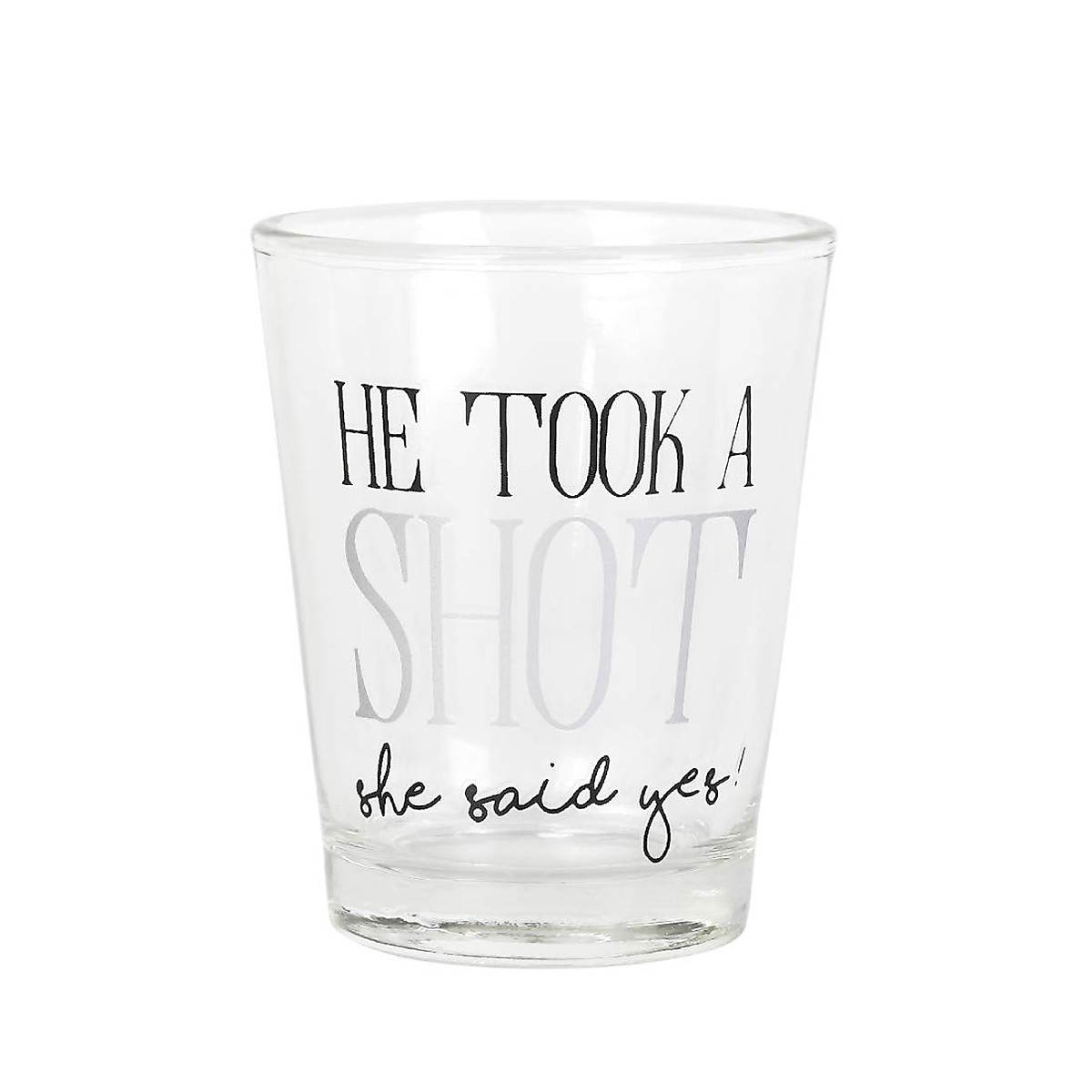 Enesco Our Name is Mud She Said Yes Wedding Shot Glass, 2 Ounce, Clear