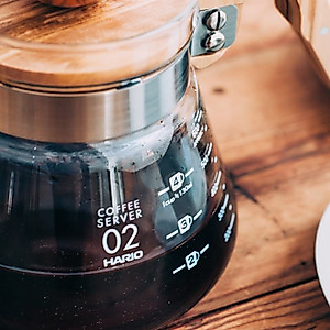 Hario Glass Coffee Server, 600ml, Olive Wood